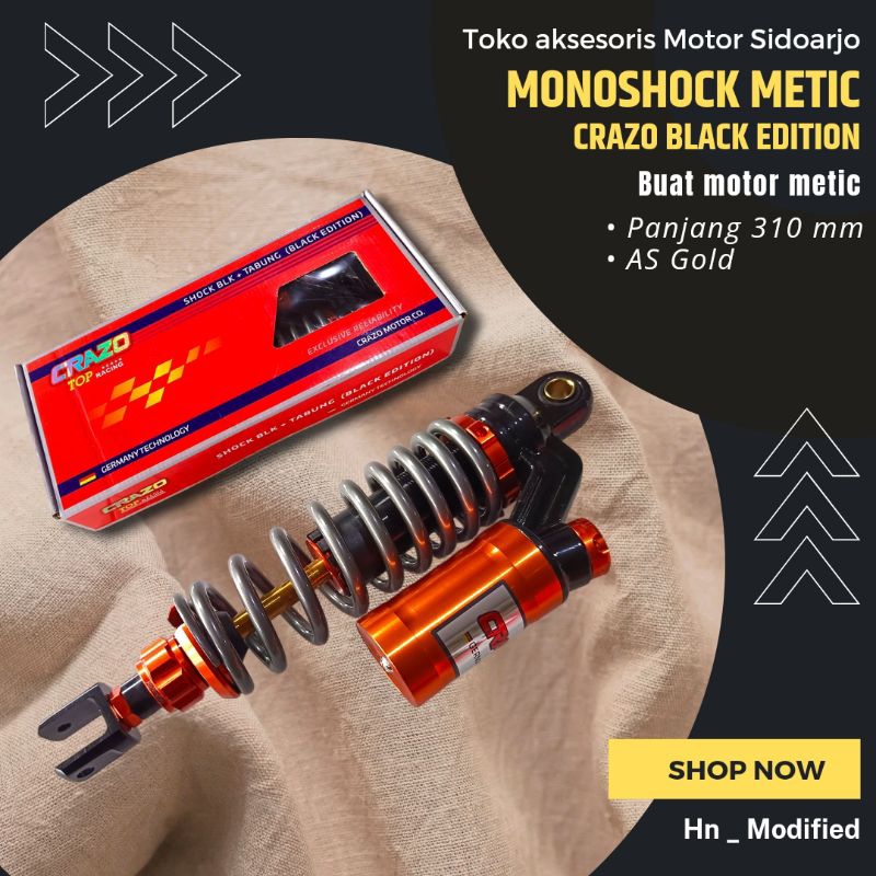 Jual Monoshock Motor Metik CRAZO Black Edition 310 mm | Shopee Indonesia