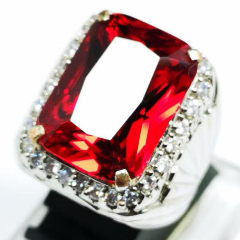 Jual Cincin Permata Merah Siyem Kotak Big Bangkok Ring Perak | Shopee ...