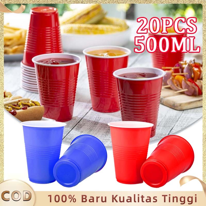 Jual 500ml Cup Gelas Plastik Merah Gelas Plastik Merah Cup Plastik ...
