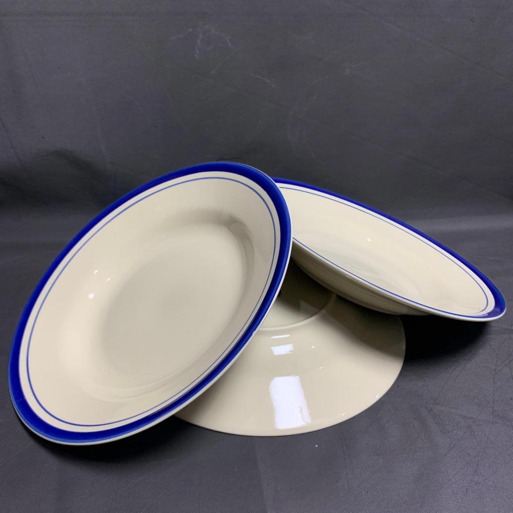 Jual Piring Makan Keramik List Biru / Piring Makan / Piring Bulat ...