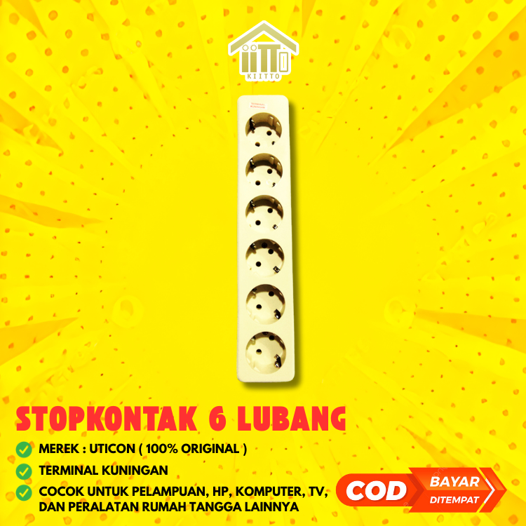 Jual STOP KONTAK UTICON / STOPKONTAK UTICON 6 LUBANG ST-168 TERMINAL KUNINGAN | Shopee Indonesia