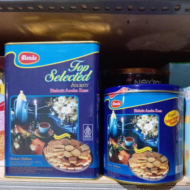 Jual Monde Top Selected Biscuits kaleng Segi 1050gr biskuit aneka rasa ...