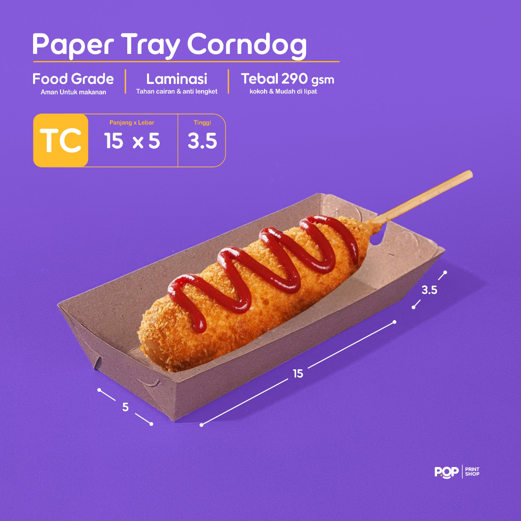 Jual Paper Tray Corndog | Piring Kertas Dine in | Tebal 290gsm Laminasi ...