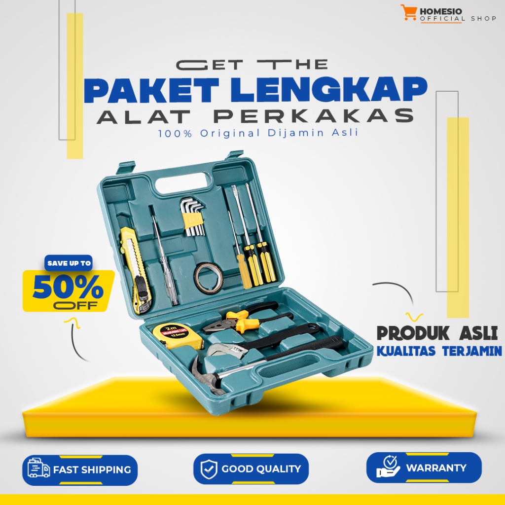 Jual Perkakas Set Lengkap 16 pcs Tool Kit Set Box Alat Tukang Servis ...