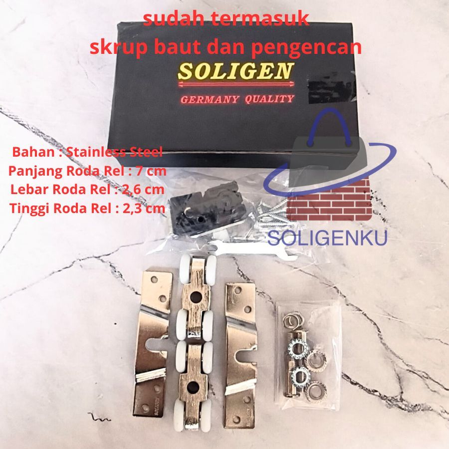 Jual Roda rel pintu dorong geser SOLIGEN 1set Roda rel pintu geser ...