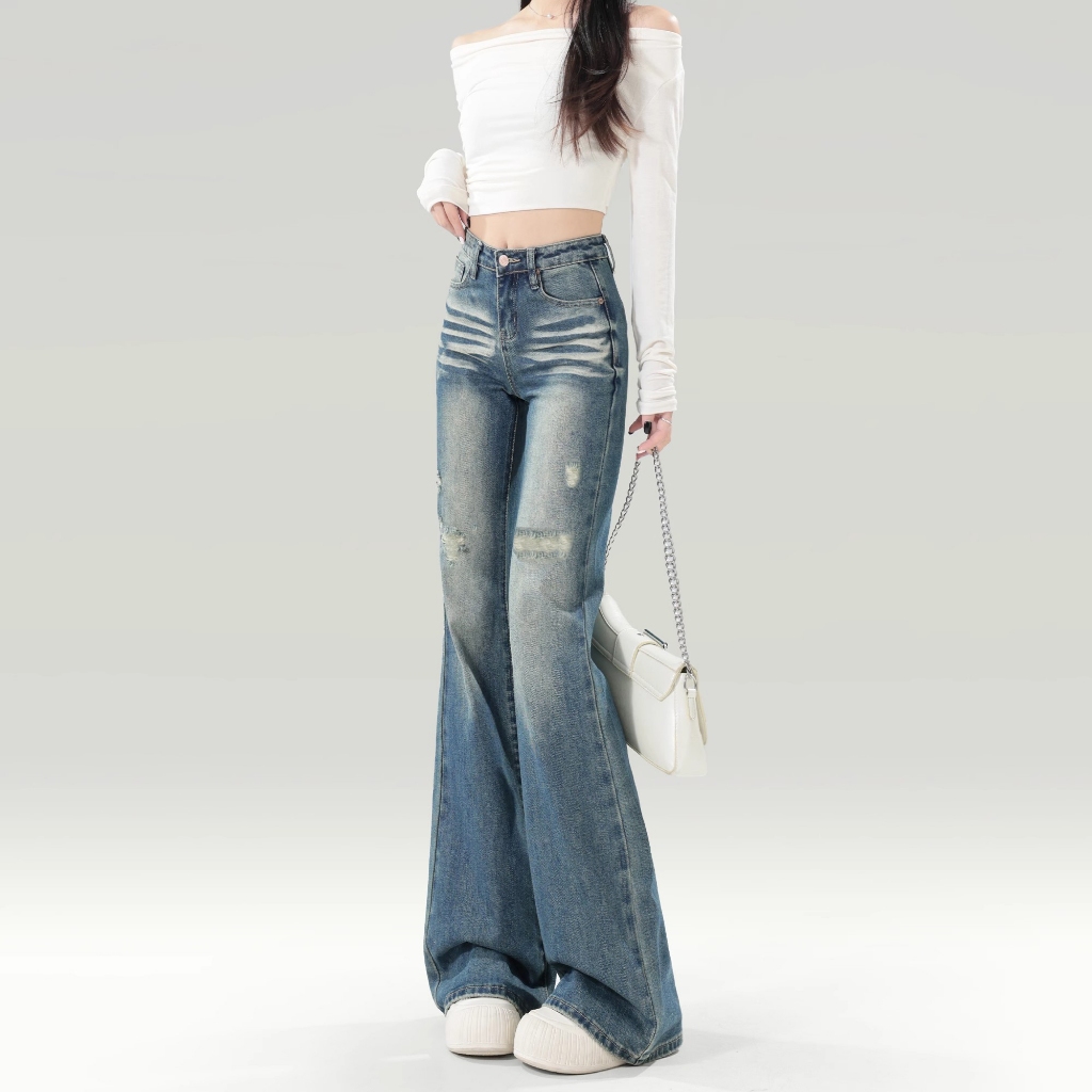 Jual Keygirl CUTBRAY JEANS HIGHWAIST KOREAN STYLE LOOSE PANTS PREMIUM/2025 TERBARU RETRO BIRU ...