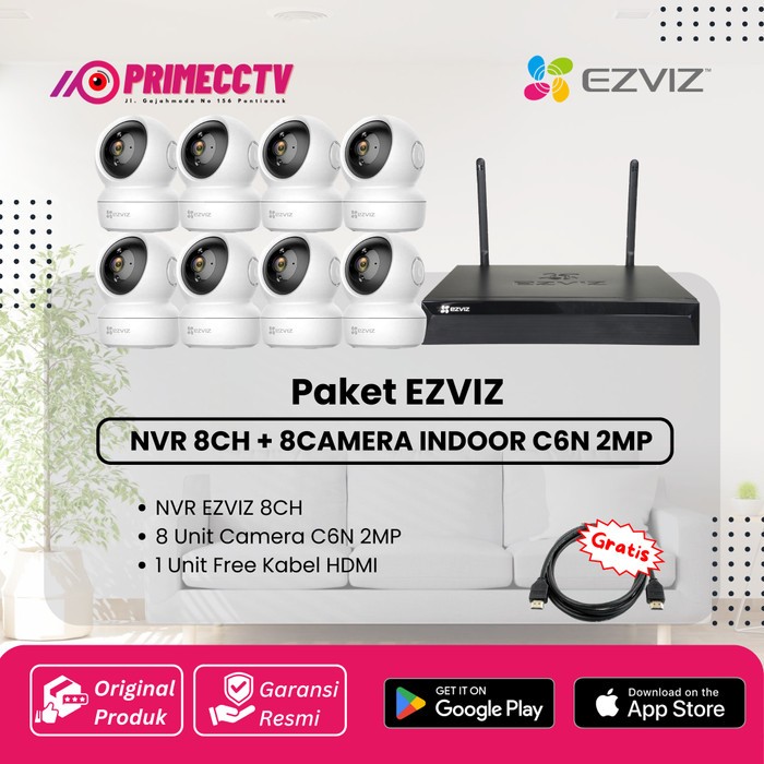 Jual PAKET EZVIZ NVR 8CH + 8CAMERA INDOOR C6N 2MP | Shopee Indonesia