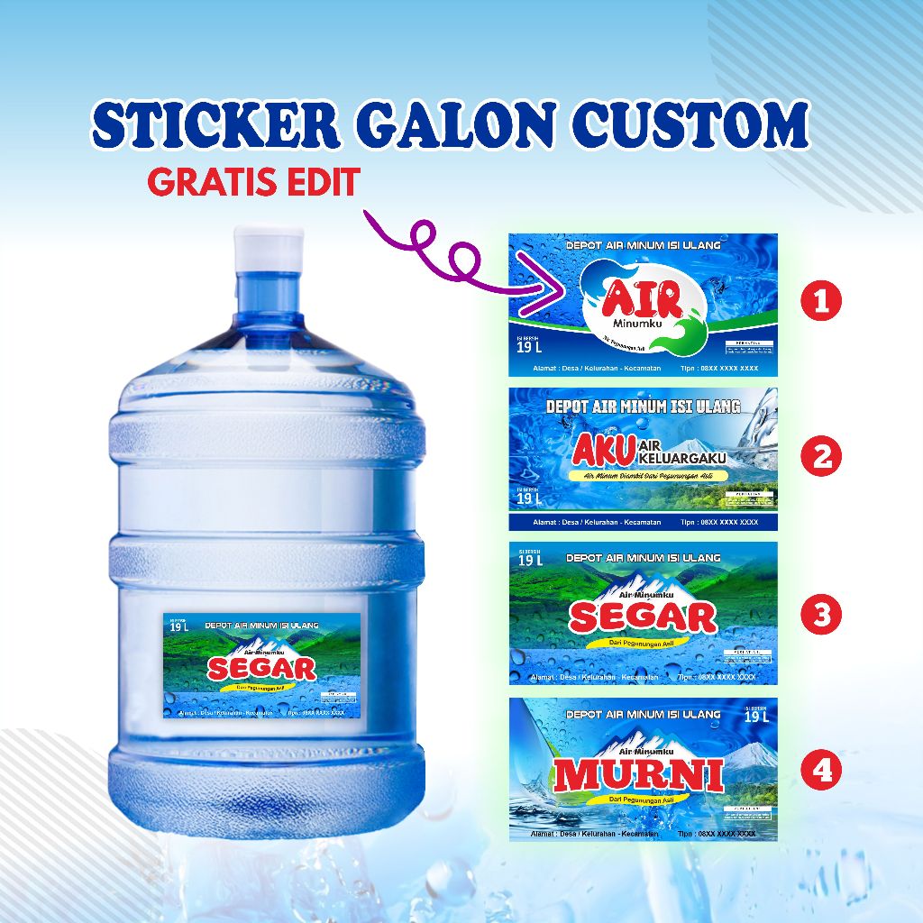 Jual Sticker Galon Untuk Depot Air Minum Isi Ulang - Sticker tempel ...
