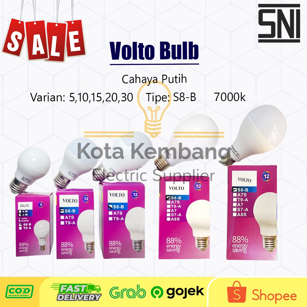 Jual AL Bohlam Lampu LED BULB Cahaya PUTIH 5 10 15 20 30 WATT Volto ...