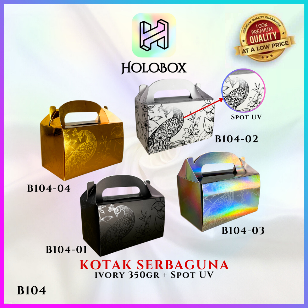 Jual Kotak Hologram / Gable / Kue / Kado / Serbaguna / Hampers / Dus / Packaging / Box B104 ...