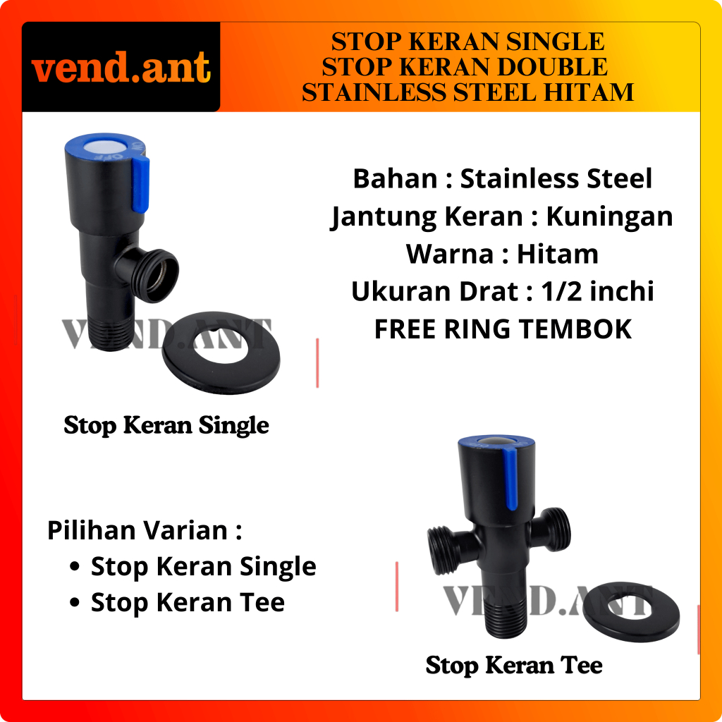Jual Stop Kran Shower Single Stop Keran Double Tee Wastafel Stainless ...