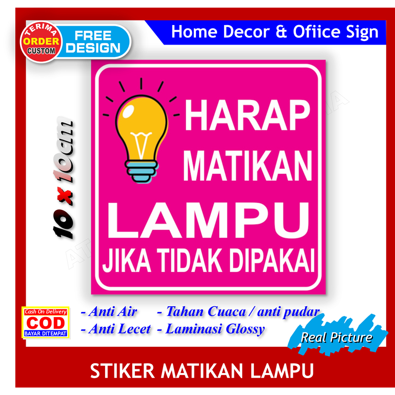 Jual Stiker matikan lampu jika tidak digunakan sticker hemat daya listrik saklar lampu kantor ...