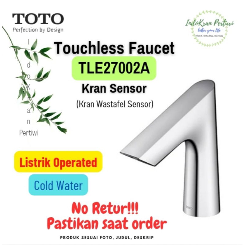 Jual Kran Sensor Wastafel TOTO TLE27002A (Listrik Operated/ Cold Water ...