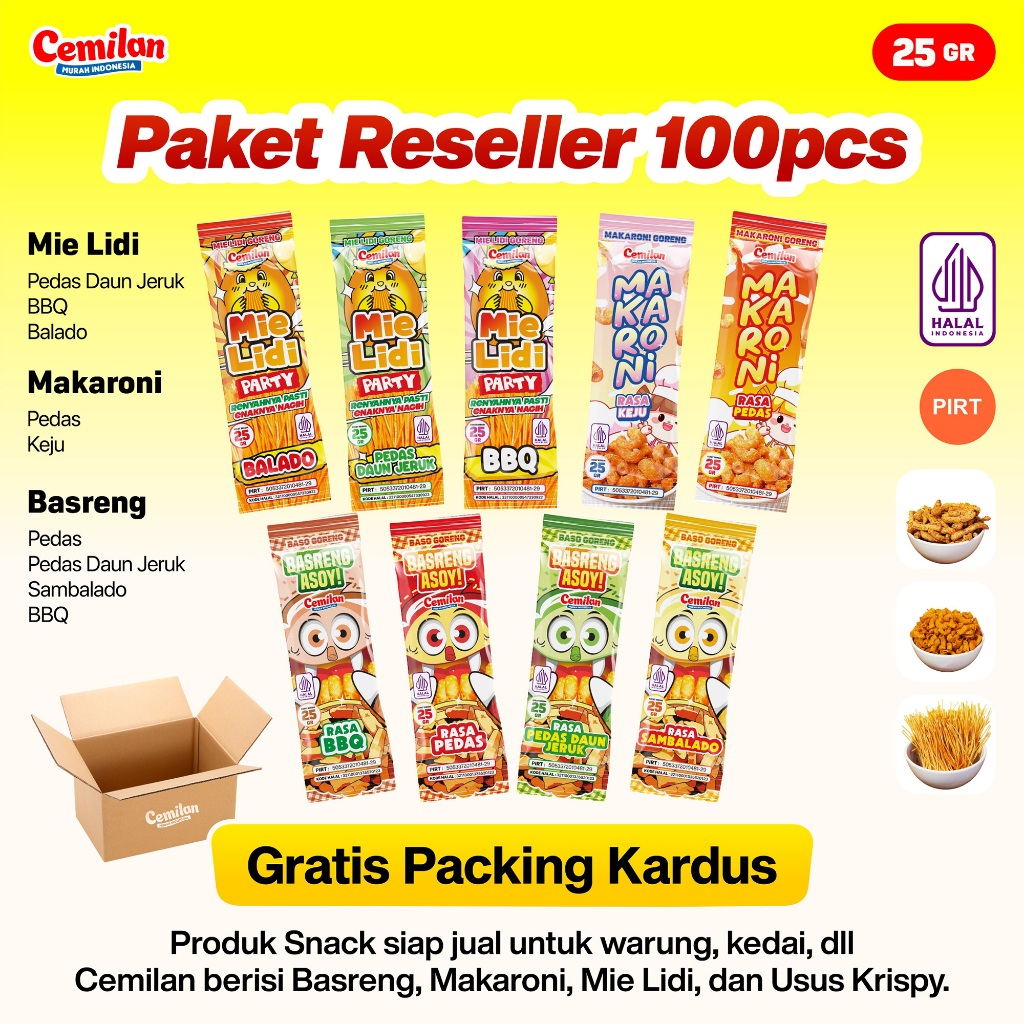 Jual Paket Usaha 100pcs Reseller Snack Cemilan Murah Indonesia ...