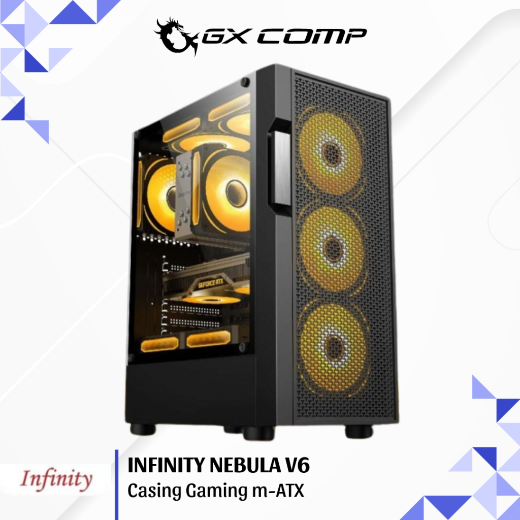 Jual Infinity Nebula V6 Black Free 3 Fan RGB - Casing PC M - ATX - CPU ...