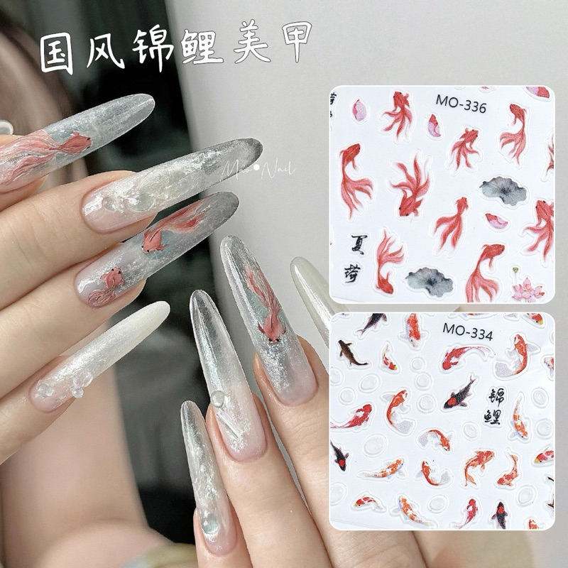 Jual H244 Sticker Nail Art Chinese Style Motif Ikan Koi Fish Lucky ...