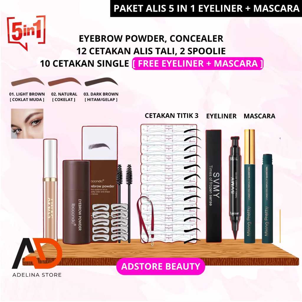 Jual [ BONUS EYELINER & MASCARA ] Paket Alis 5in1 - Eyebrow Powder ...