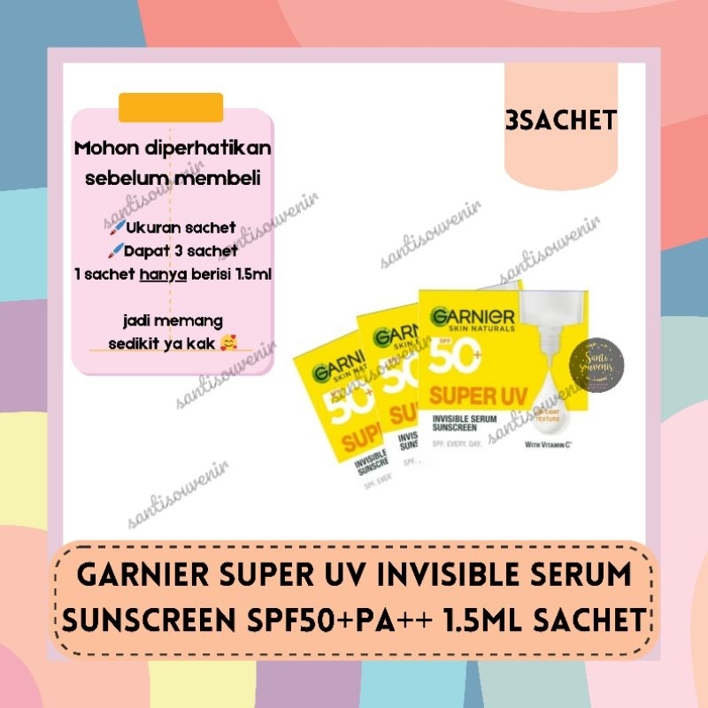 Jual Garnier Super UV Invisible Serum Sunscreen SPF50+ PA++ 1.5ml ...