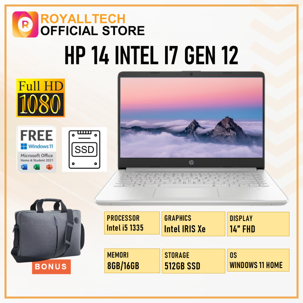 Jual HP 14 I7 1255 RAM 16GB 512GB W11+OHS 14 FHD IPS GARANSI RESMI ...