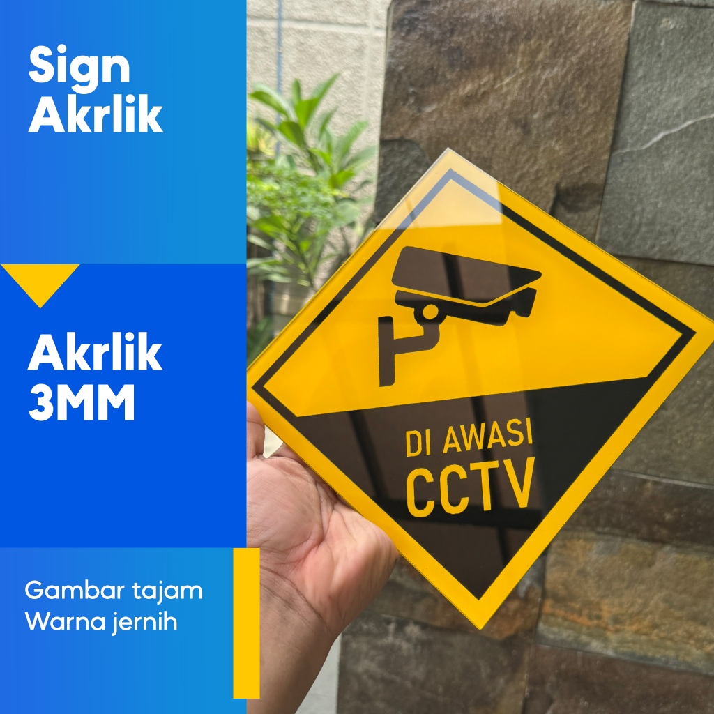 Jual Sign Akrilik CCTV Signage Awas CCTV Keamanan | Shopee Indonesia