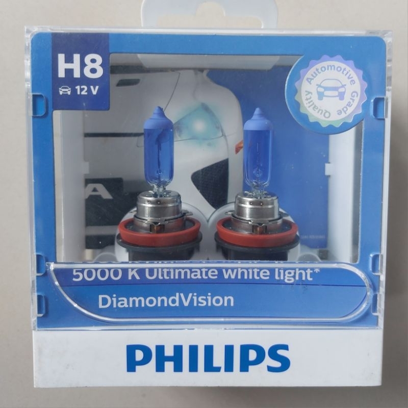 Jual Bohlam Lampu Foglamp Kabut Cahaya Putih 5000K PHILIPS H8 Diamond ...