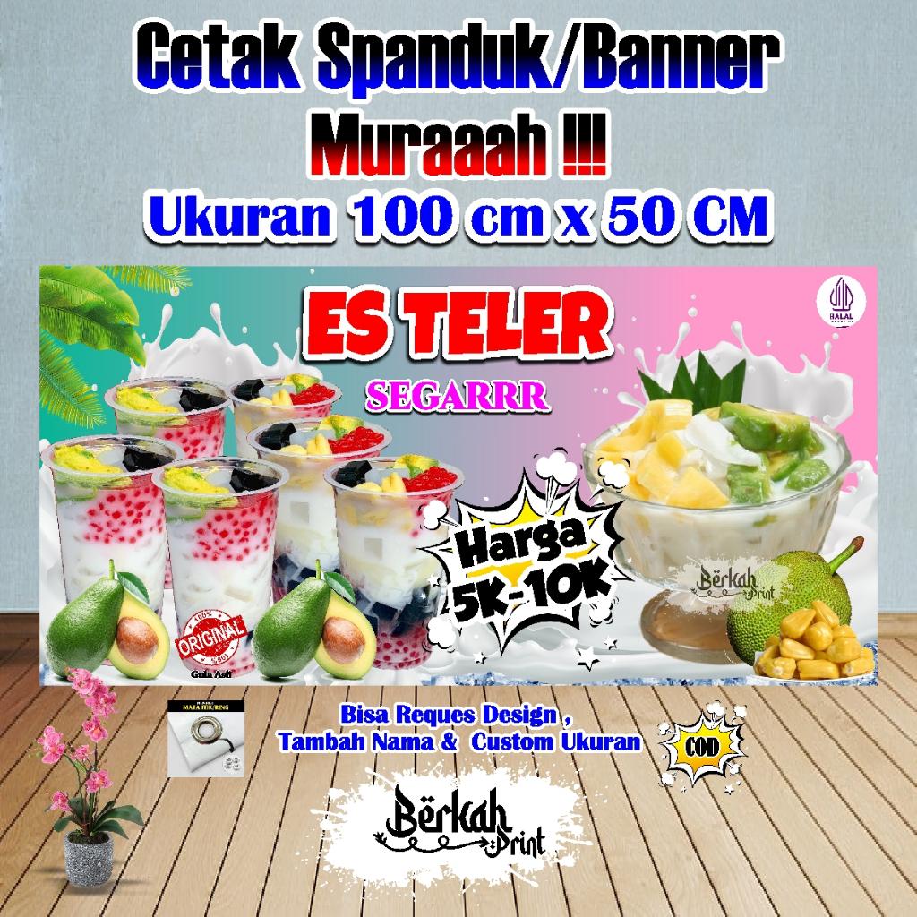 Jual Spanduk Banner Es Teler Ukuran 100 cm x 50 cm | Shopee Indonesia