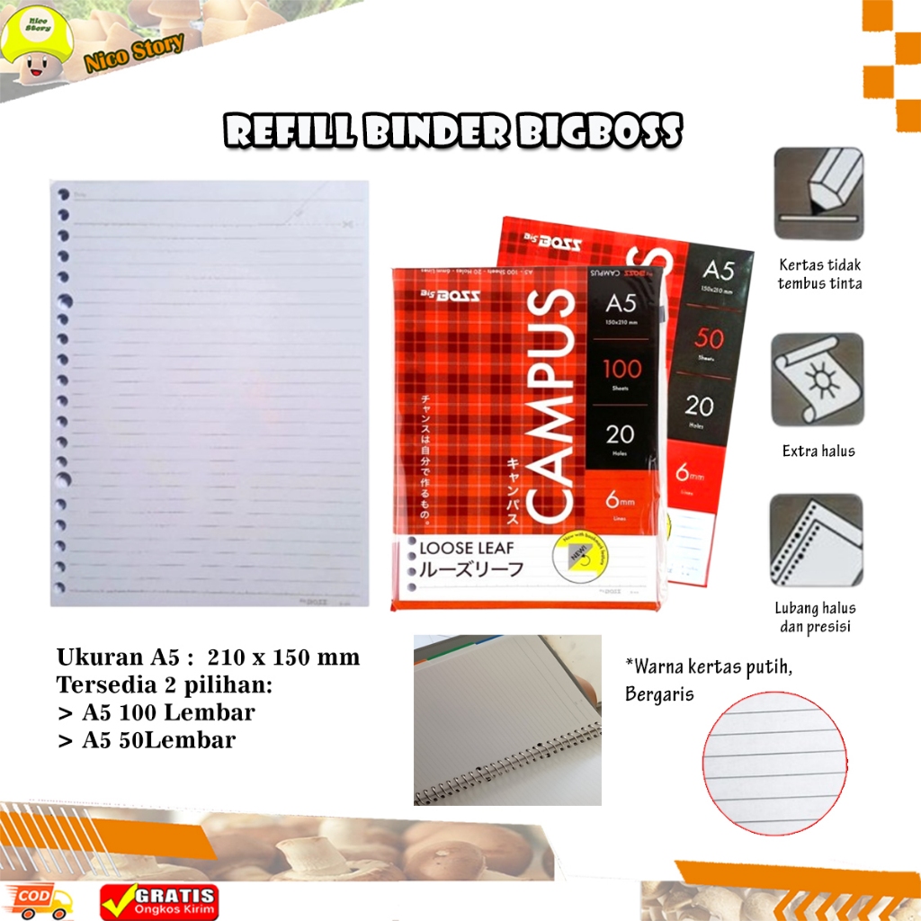 Jual (NCS) BigBoss Loose Leaf A5 A4 50 & 100 Lembar - Reffil Kertas ...