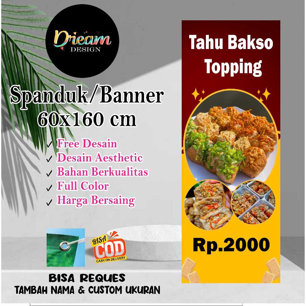 Jual Spanduk 60x160 cm tahu bakso toping Custom Desain | Shopee Indonesia