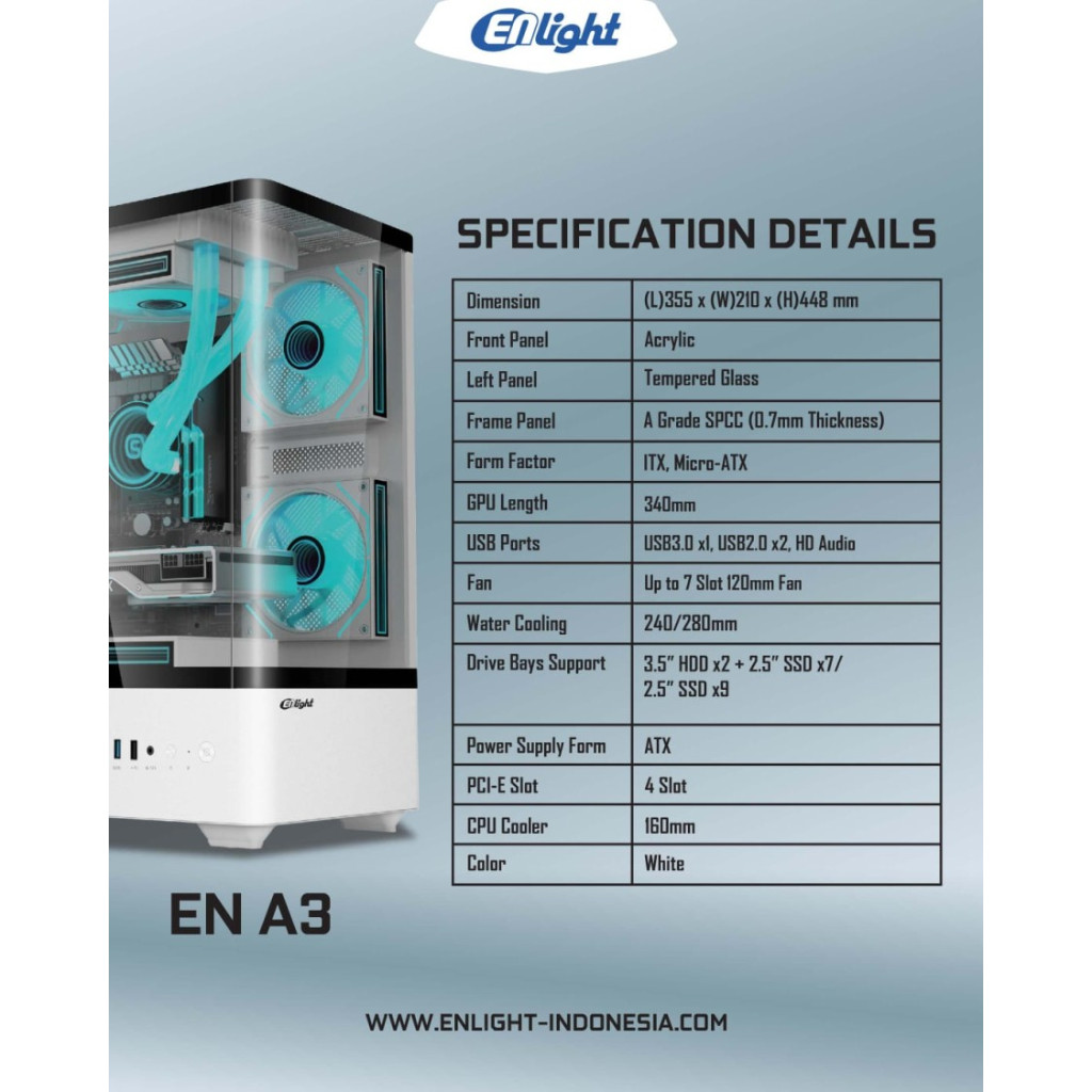 Jual CASING ENLIGHT EN A3 - microATX GAMING CASE Enlight A3 | Shopee ...