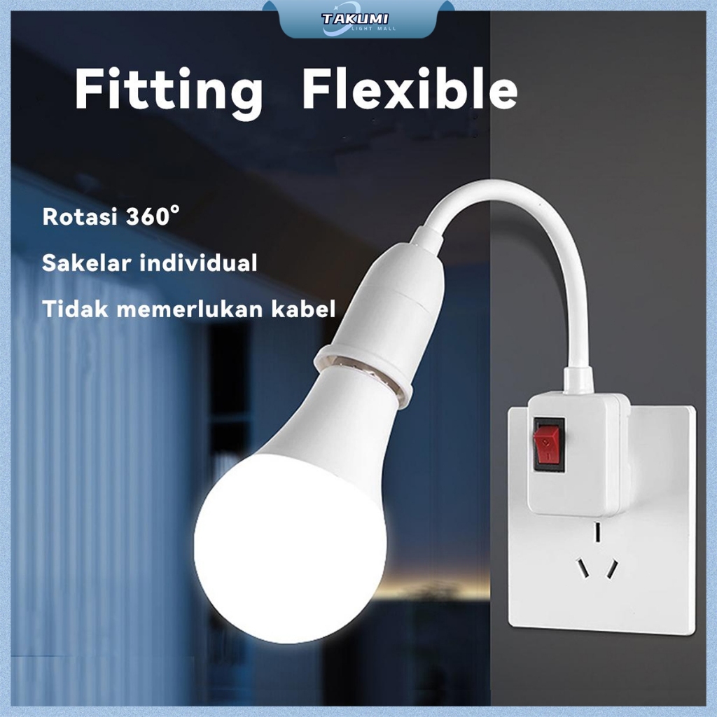 Jual Fitting Lampu Flexible E27 Fitting Lampu Colok + Saklar On Off ...