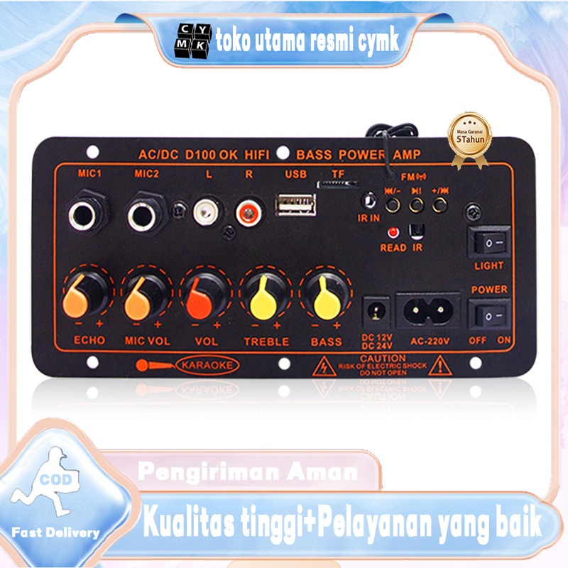 Jual CYMK D100OK Amplifier Board Audio Bluetooth 5.0 USB FM Radio TF DIY 100W Amplifier ...