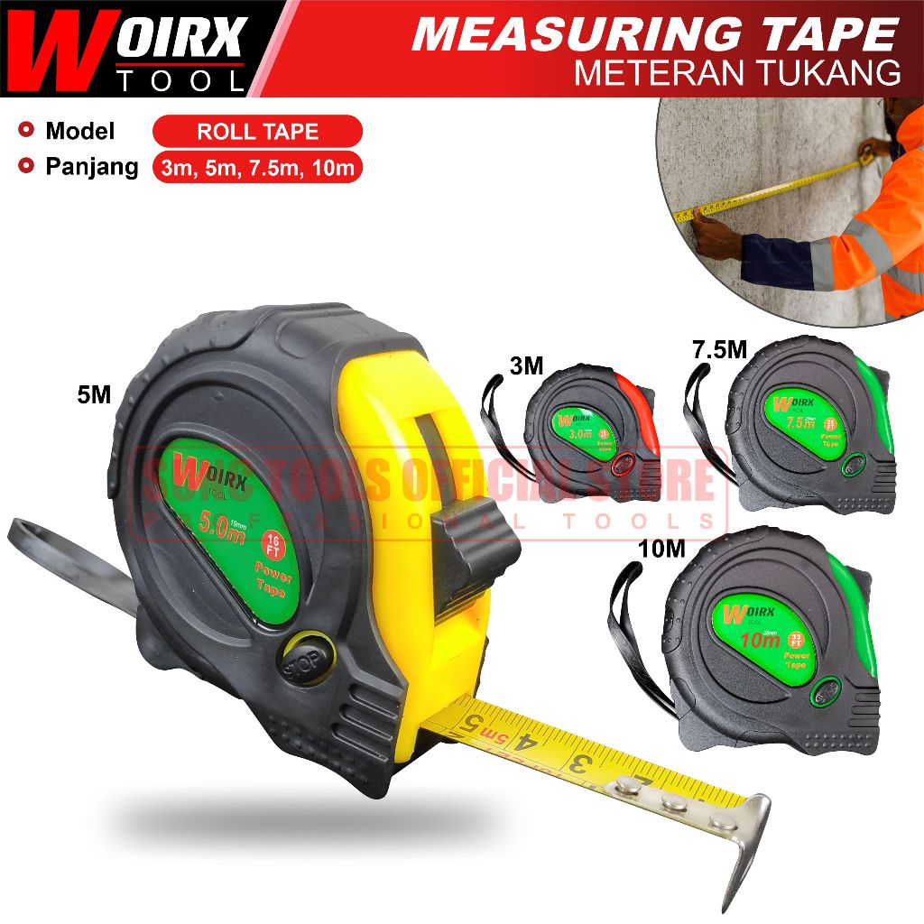 Jual WOIRX TOOL Meteran Tukang 3 5 7.5 Meter Meteran Bangunan Roll Karet Murah Pengukur | Shopee ...