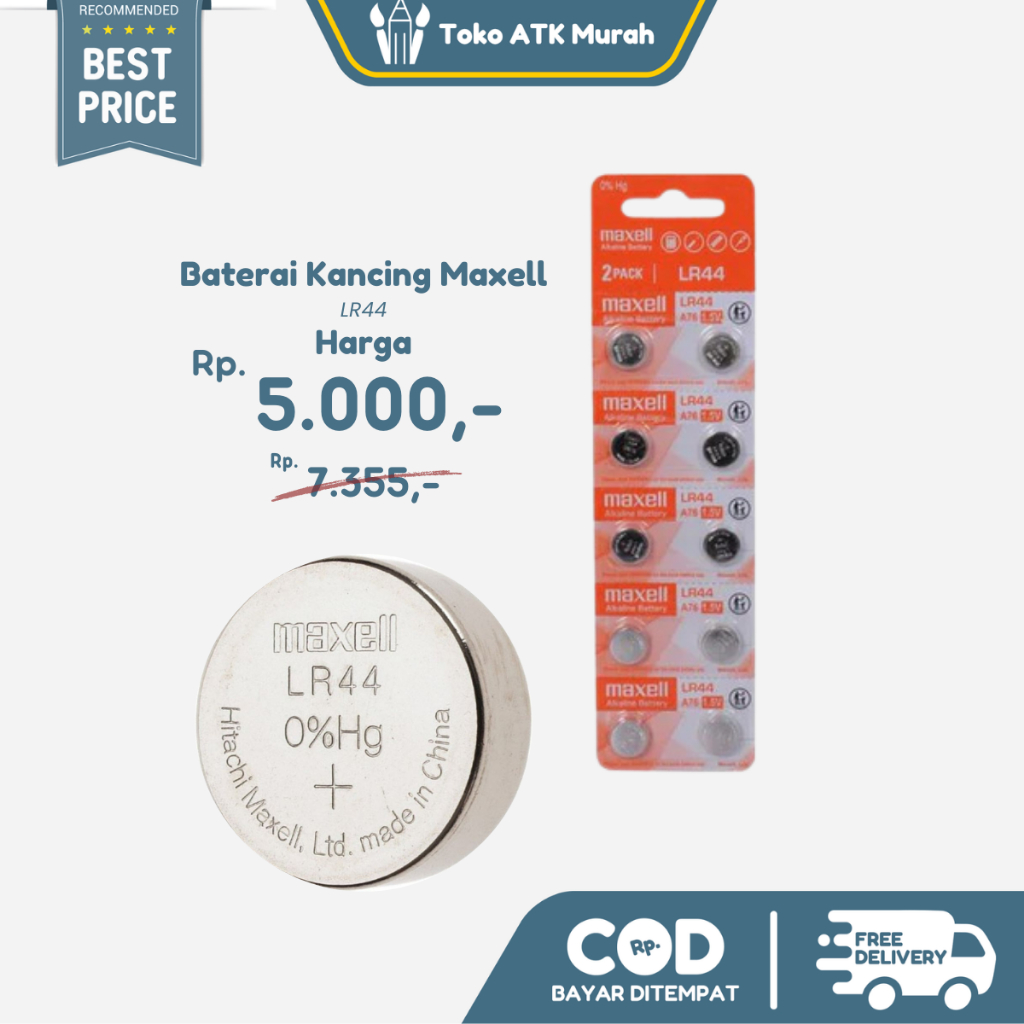 Jual Batu Baterai Kancing Original Maxell LR44 Alkaline Battery ...