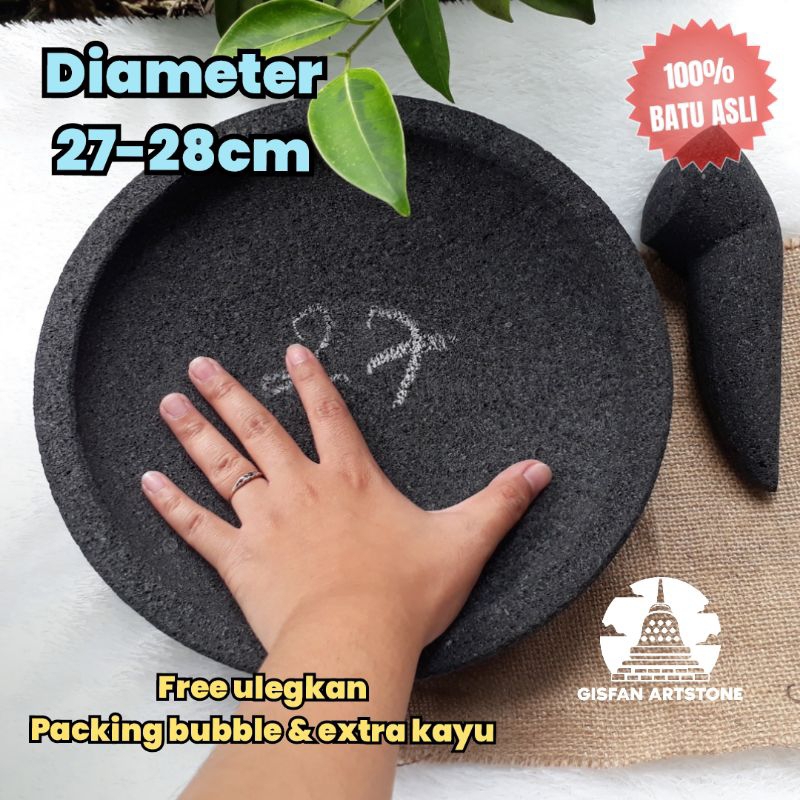 Jual (PAKCING KAYU) cobek 27-28cm 100% batu asli gunung Merapi free ...