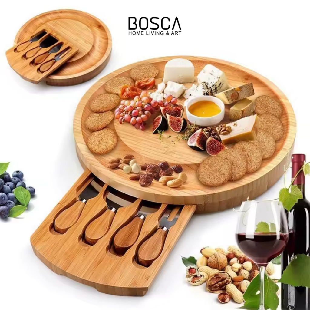 Jual Bosca Living - Round Slide Cheese Platter and Cheese Knife Set ...