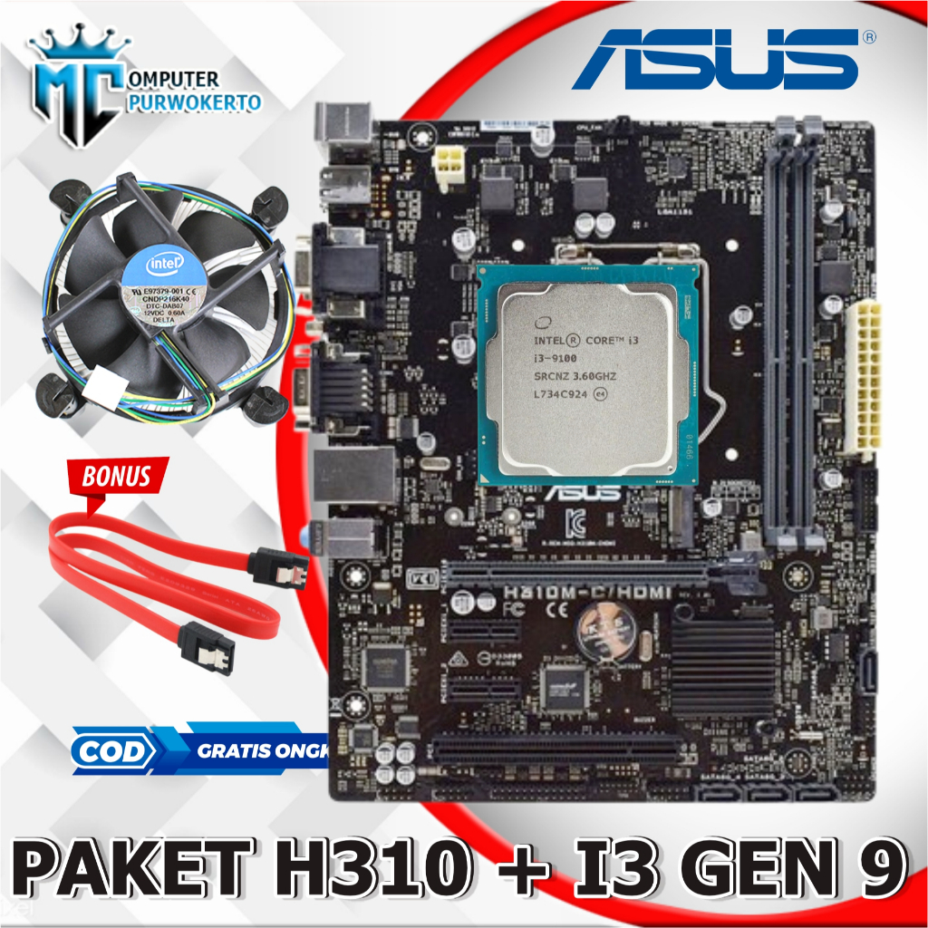 Jual Mainboard Mobo Motherboard H310 Intel Lga 1151 + Processor Intel i3 Gen 9 + Ram Pc DDR4 ...