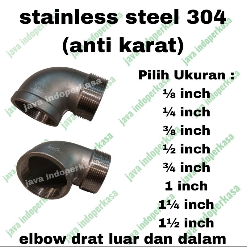 Jual street elbow drat luar dalam stainless steel sus ss 304 anti karat ukuran 1/8 1/4 3/8 1/2 3 ...