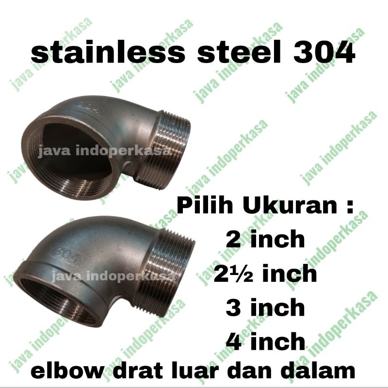 Jual street elbow drat luar dalam stainless steel sus ss 304 anti karat ukuran 2 2.1/2 3 4 inch ...