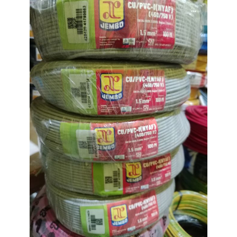 Jual kabel nyaf 1x1,5mm kabel serabut merk jembo 1roll 100m | Shopee Indonesia