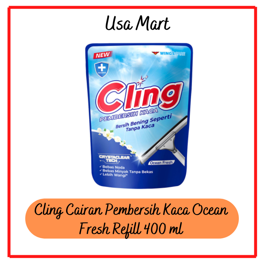 Jual CLING Pembersih Kaca Ocean Fresh Refill 425 ml | Shopee Indonesia