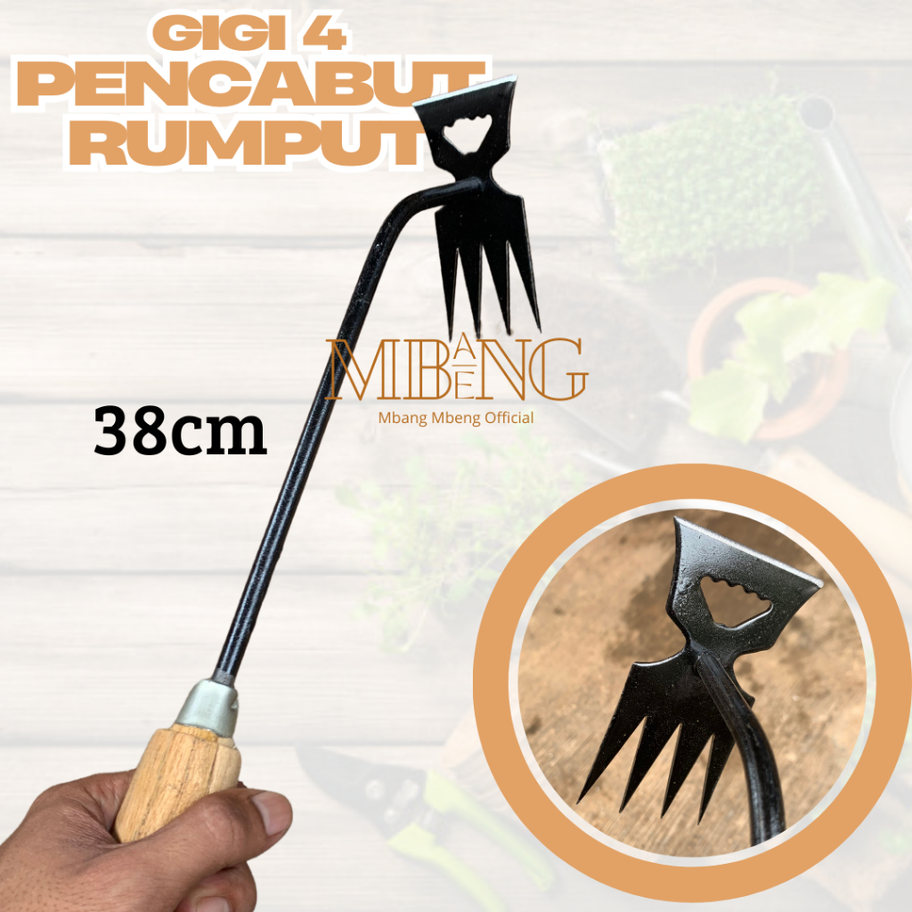 Jual Alat Pencabut rumput gigi 4 gagang kayu / alat berkebun / cangkul ...