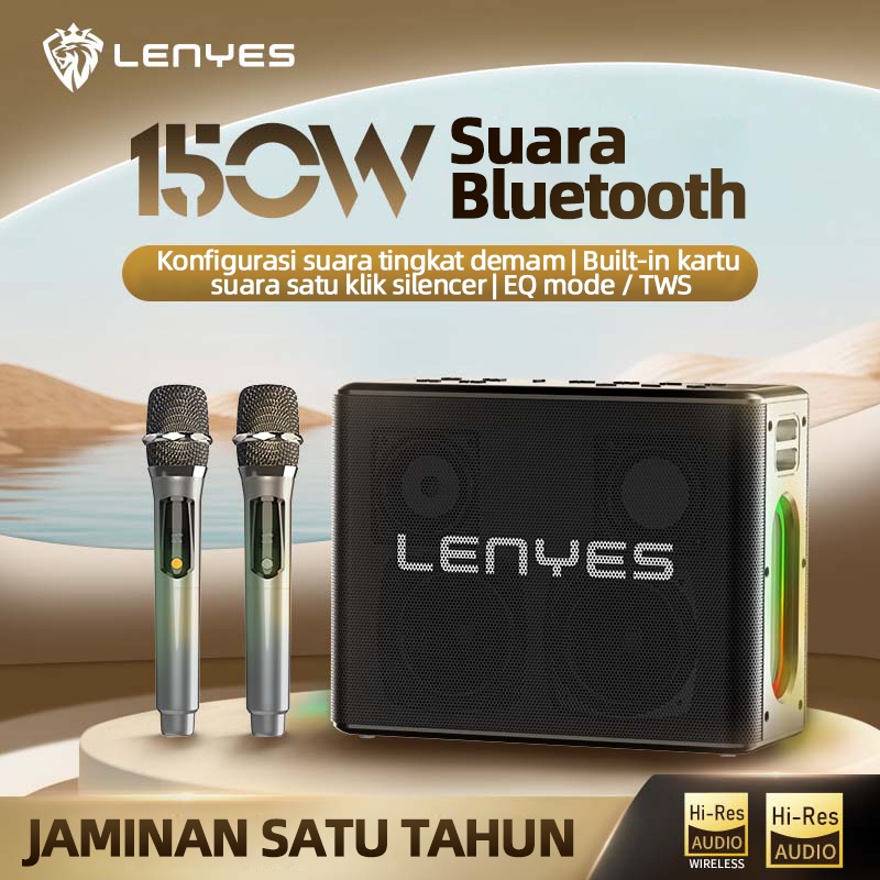 Jual LENYES S861 150W KTV RGB LED Light Wireless Speaker + Microphone ...
