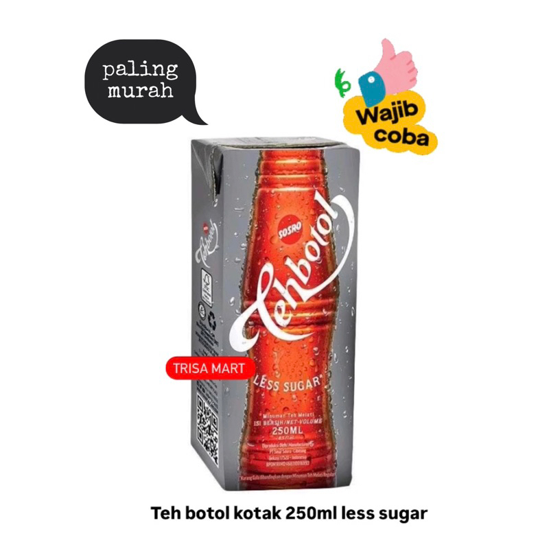 Jual Teh botol sosro kotak less sugar 250ml isi 1pc | Shopee Indonesia
