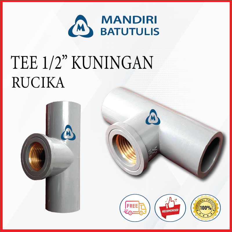 Jual Tee Drat Kuningan RUCIKA 1/2" 3/4" inch - T Kuningan PVC - Sambungan Pipa Tiga Cabang ...