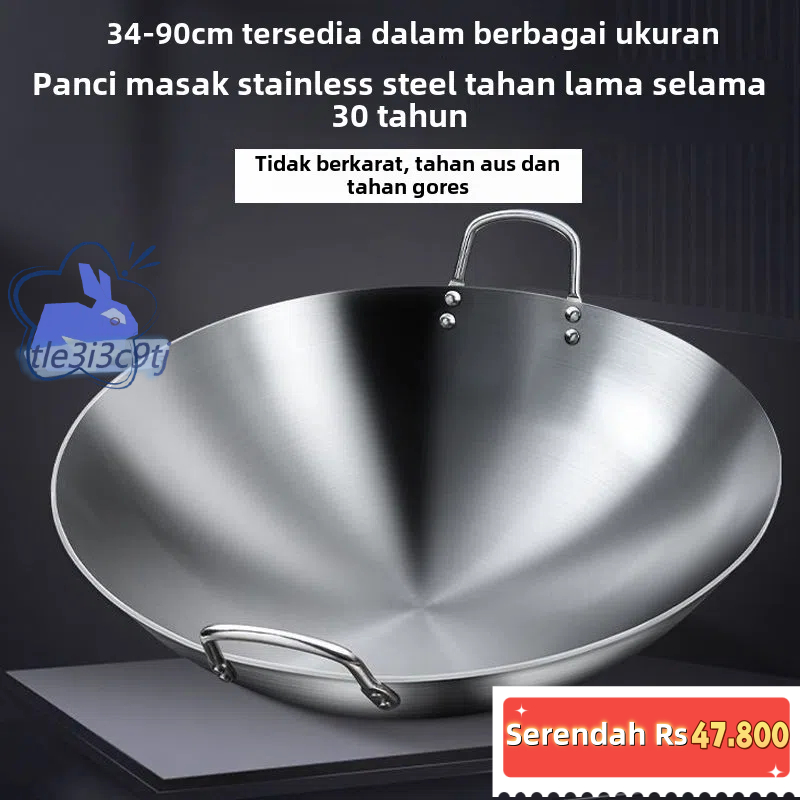 Jual Wajan Penggorengan Tebal Full Stainless Steel SUS 304/kenceng penggorengan /kuali ...