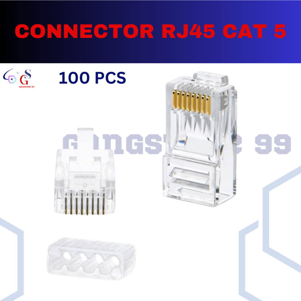 Jual Connector RJ45 Cat 5 100 Pcs, Modular Plug RJ45 Cat5 isi100 ...