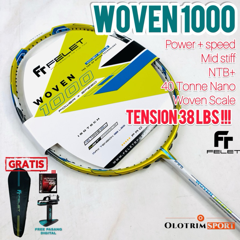 Jual [ 38 LBS ] Raket Badminton FELET WOVEN 1000 POWER SPEED WOVEN ...