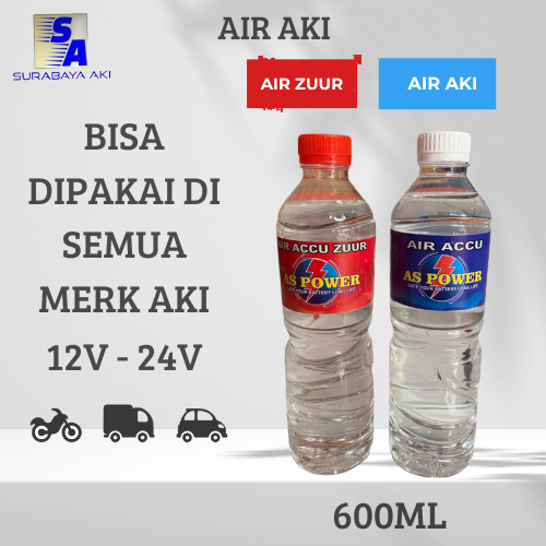 Jual Air Accu Aki Zuur 600ml - 1500ml Untuk Tambah Air Aki Basah Motor ...