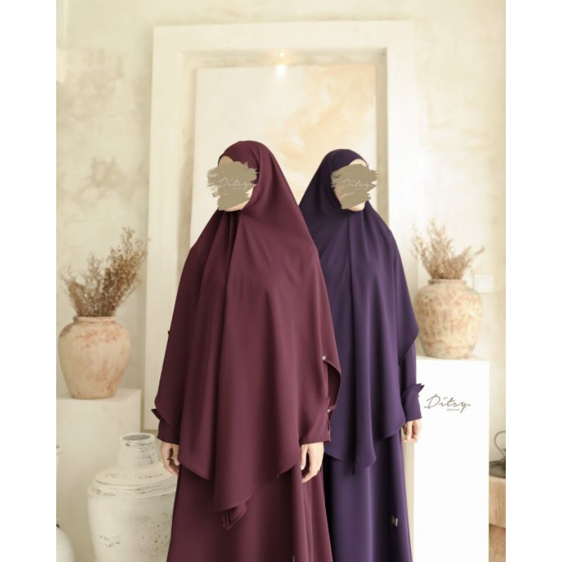 Jual Ditsy Khimar shaneeya Mina warna raisin ( hijab ) | Shopee Indonesia