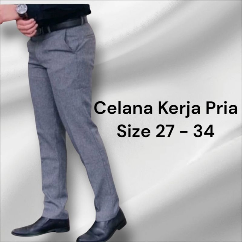 Jual Celana Kerja Pria Formal Kantor Bahan Slim Fit bisa COD | Shopee Indonesia